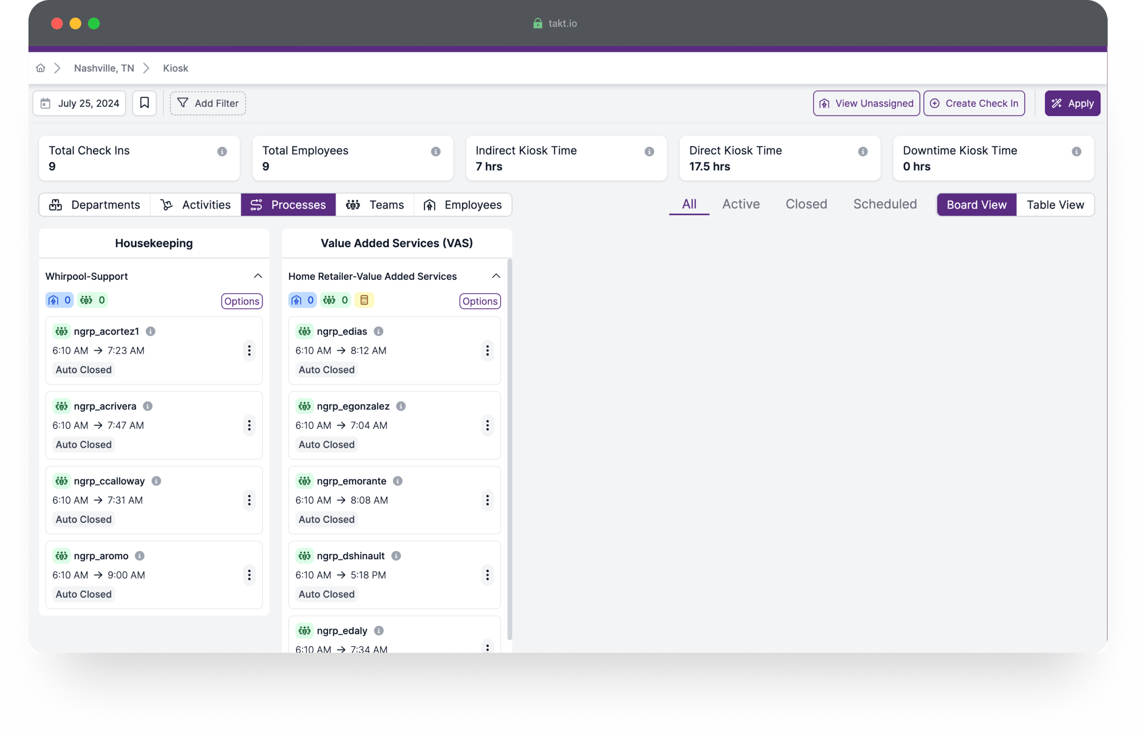 Real-time Performance and Virtual Kiosk for Employees | Apps | Takt